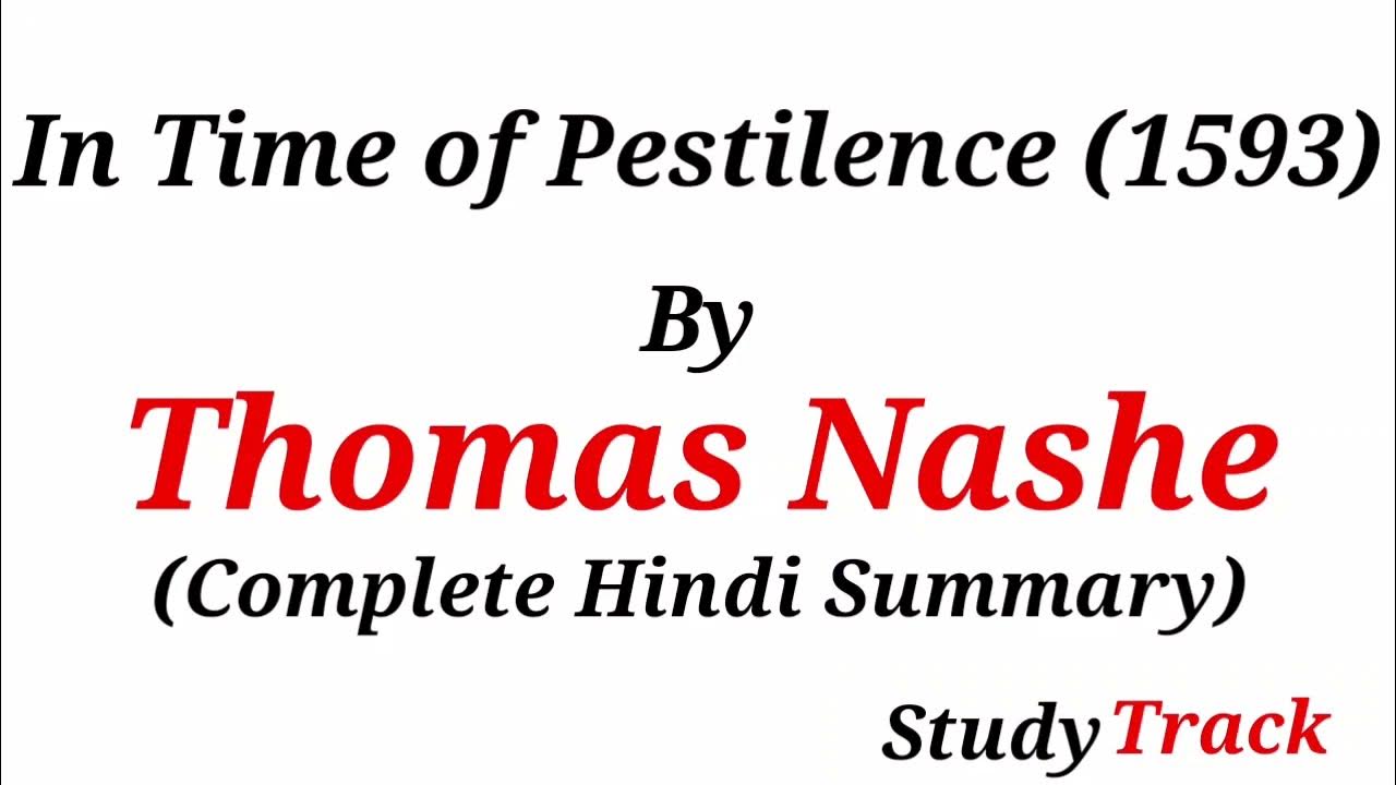 In Time of Pestilence by Thomas Nashe Hindi Summary | Hindi Analysis - YouTube