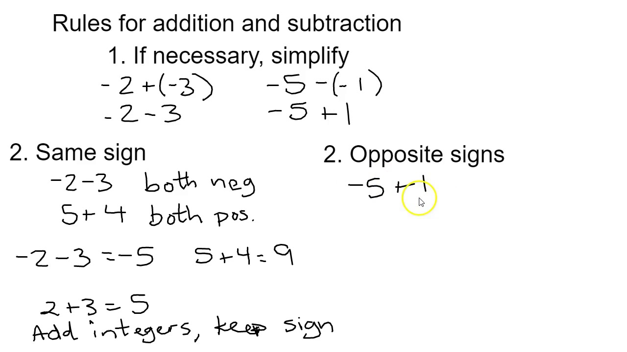 Adding and Subracting Integers without a Number Line - YouTube