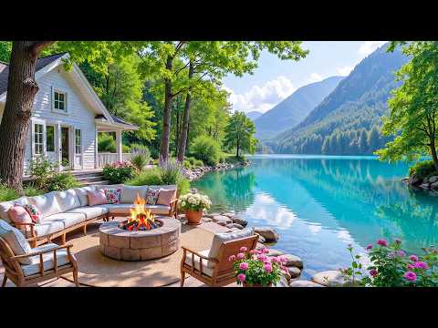 Where The Mountains Meet The Lake 🌿 Soft Piano & Campfire Ambience For Peace, Focus & Slow Living