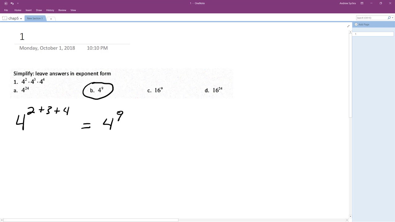 4^2 * 4^3 * 4^4 Simplify: leave answers in exponent form - YouTube
