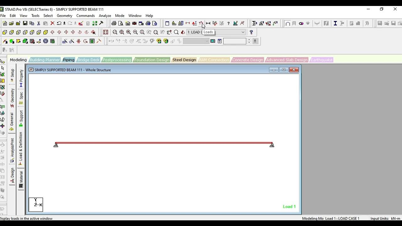 EX 2 2 SIMPLY SUPPORTED BEAM ANALYSIS &DESIGN USING STAAD PRO - YouTube