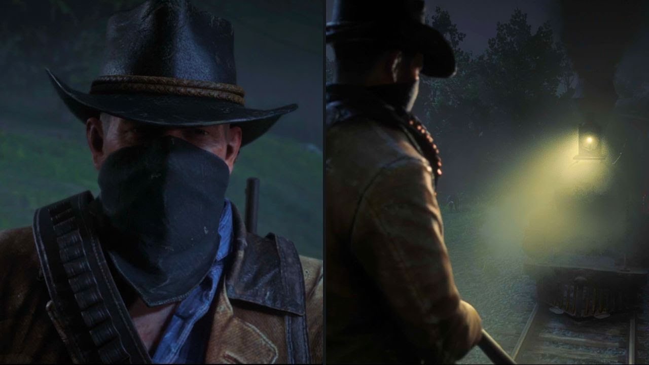 RDR 2 - Arthur forces train to stop (Train robbery scene) - YouTube