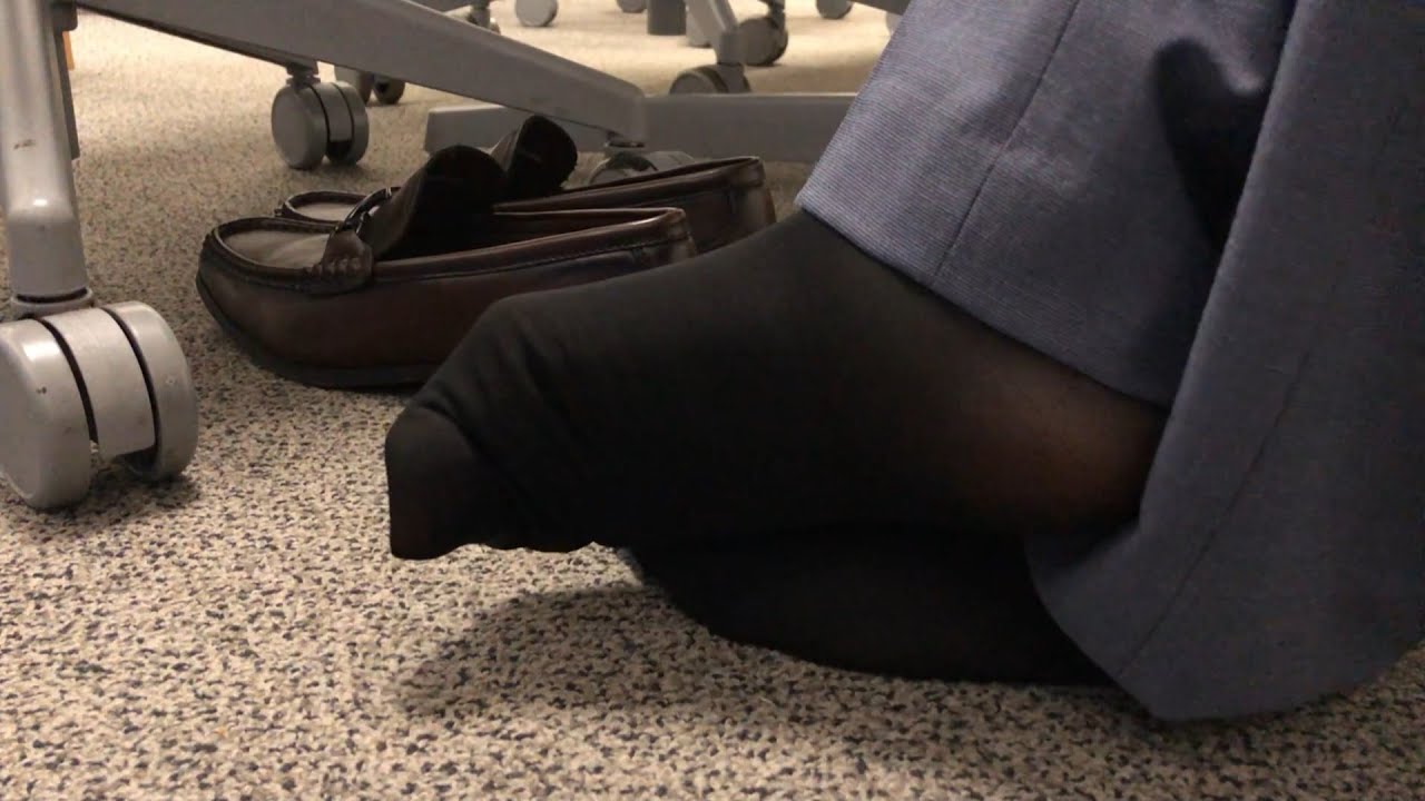 Library Study Room Black Nylon Socks Shoeplay - YouTube