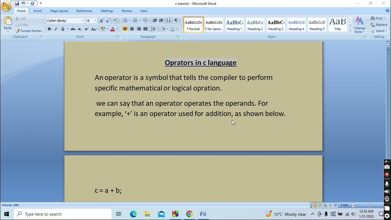 operators in c | c language operators | c language - YouTube