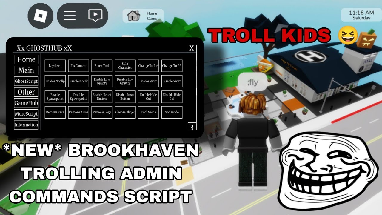 *NEW* Brookhaven Trolling Admin Commands Script | TROLL KID👻 Fluxus ...