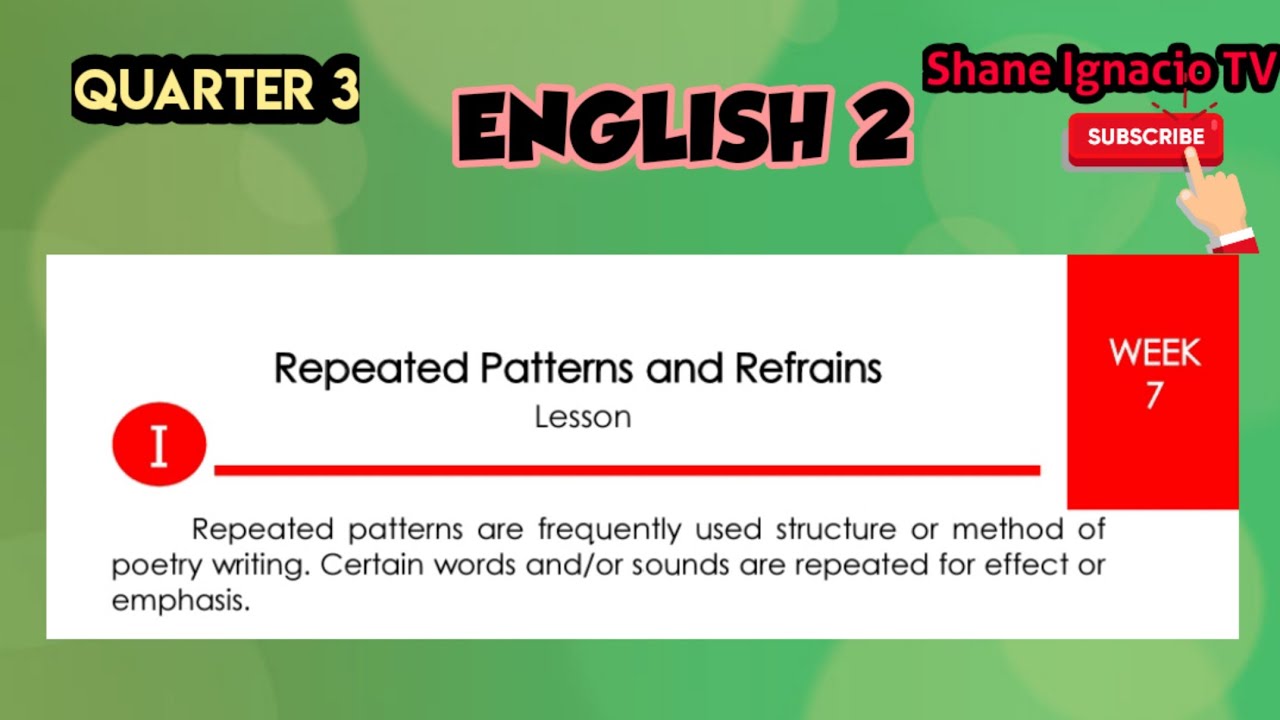 ENGLISH 2 Q3 WEEK 7 REPEATED PATTERNS AND REFRAINS - YouTube