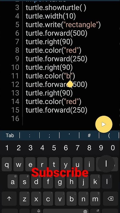 python program that draws rectangle on screen, turtle coding in mobile - YouTube