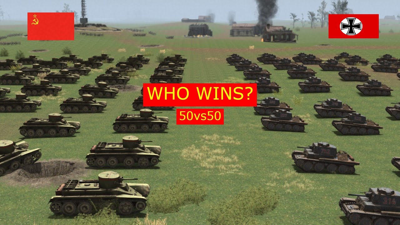 Who Wins? 50 German Light Tanks vs 50 Soviet Light Tanks | Gates of ...