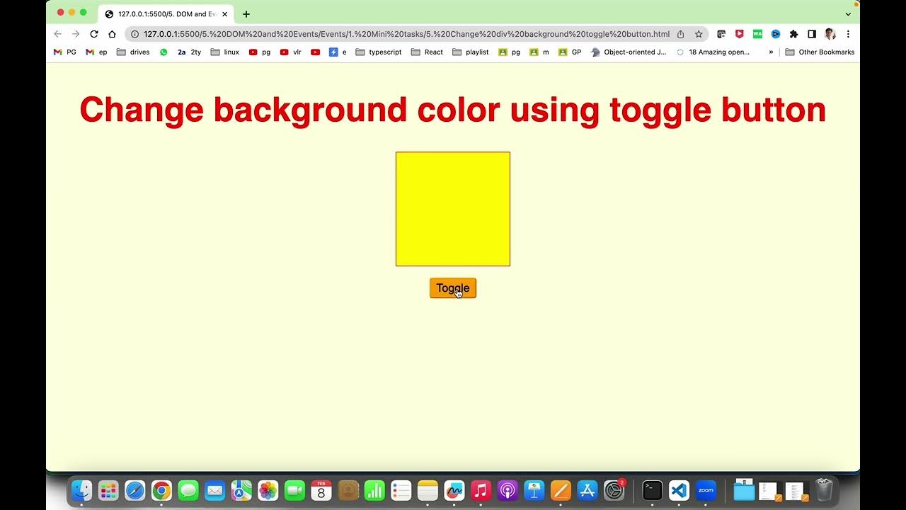 5 Change div background toggle button - YouTube