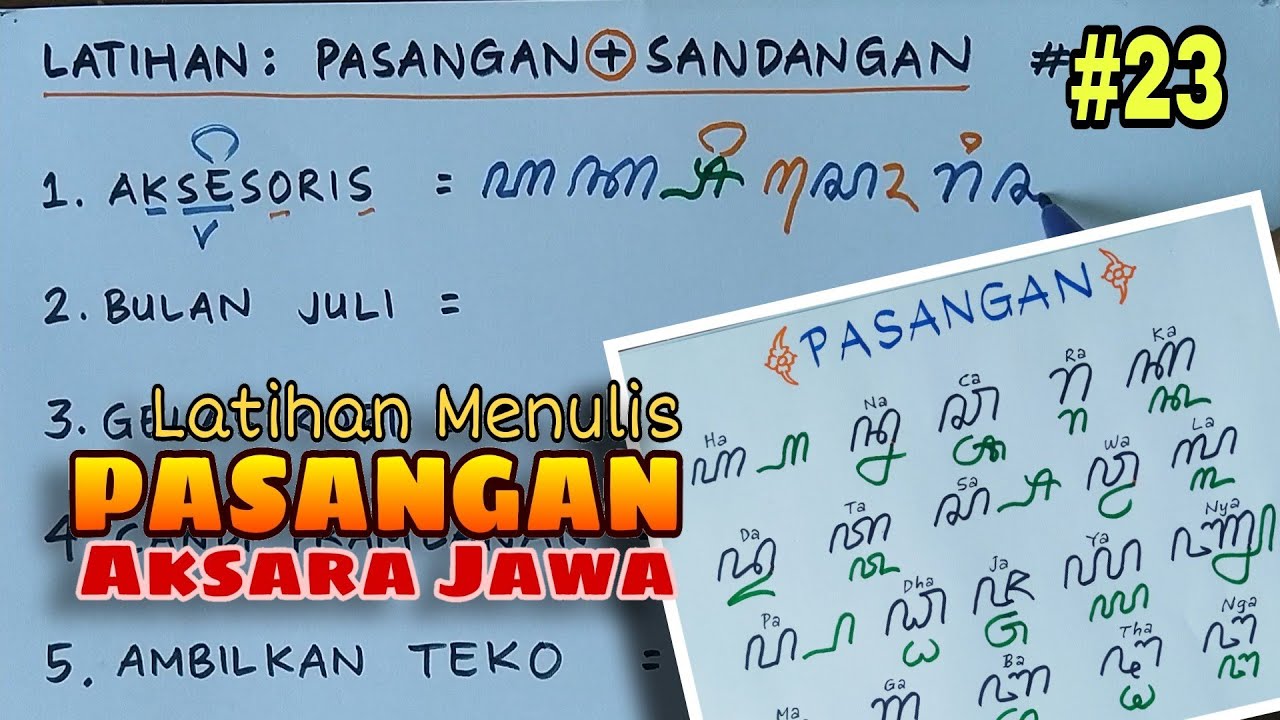 AKSARA JAWA #23 - Latihan Menulis Pasangan & Sandangan - YouTube