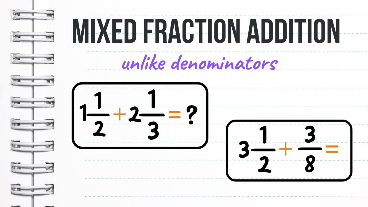 Mixed Fraction Addition (Unlike Denominators) | How to add mixed ...