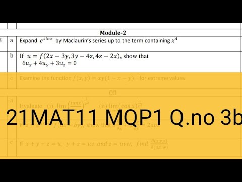21MAT11 | MQP 1 (question no 3b) | Module 2 | Partial Differentiation of Composite Functions ...