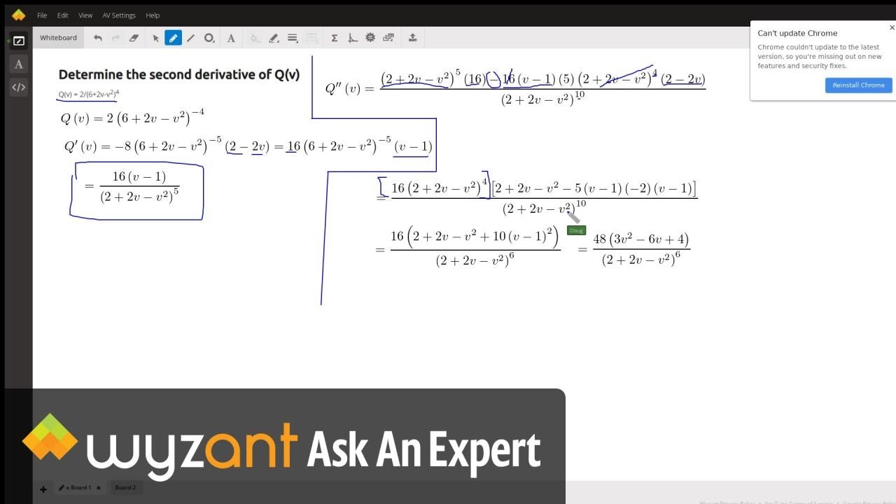 Find the 2nd derivative of a rational function where a lot of Algebra ...