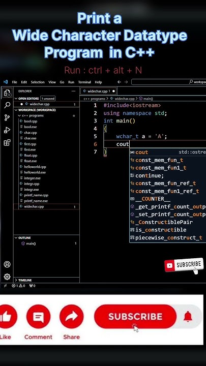 Program a Wide Character Datatype Variable Value in C++| #shorts # ...