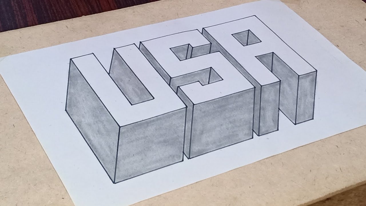 How to draw USA in 3d || Drawing USA in 3d style || 3d drawing - YouTube