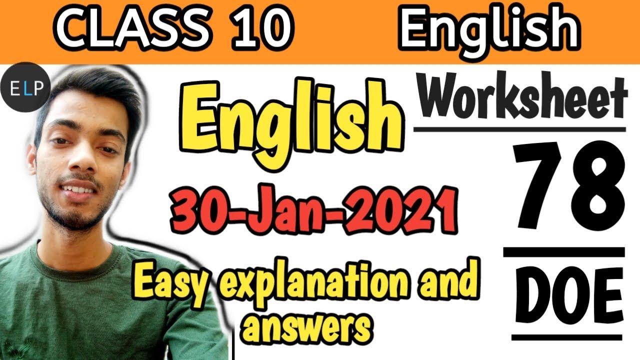 Class 10 English Worksheet 78 | 30 Jan 2021 | english worksheet 78 ...