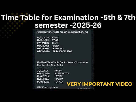 Final Time Table for Examination - 5th & 7th Semester - VTU UNIVERSITY ...