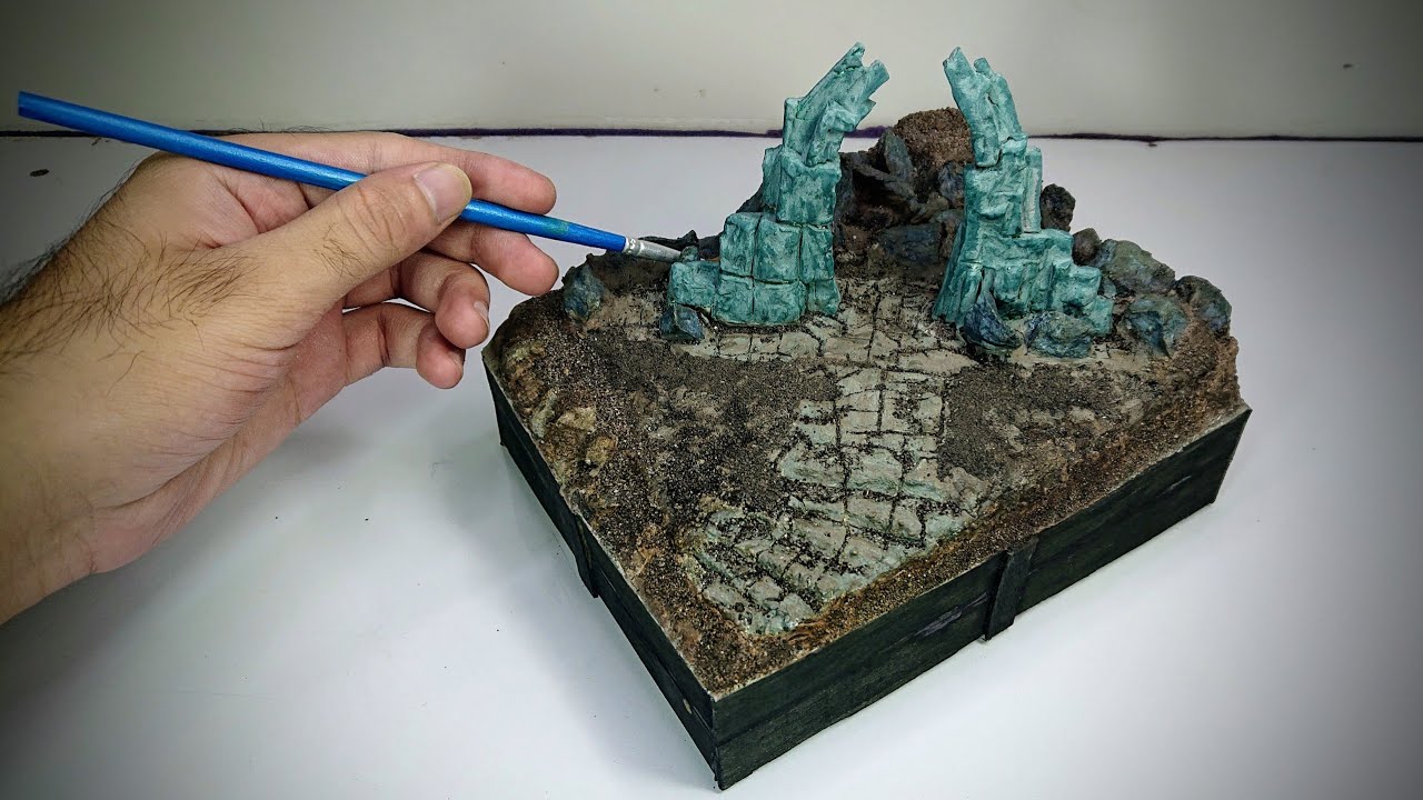 Diorama : making an ancient time travel gate (Timelapse) - YouTube