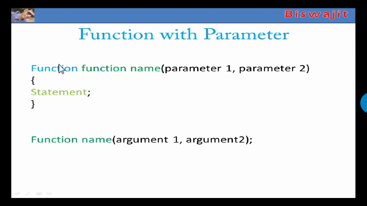 Function with Parameter in java script in odia language - YouTube