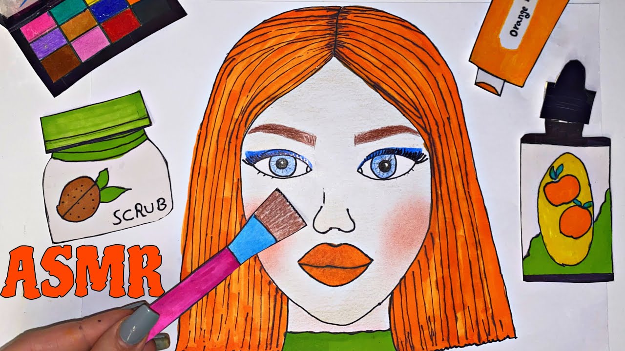 [ Paper diy ] ASMR Makeup 💄Haircut 💇🏻‍♀️with paper cosmetic | orange ...