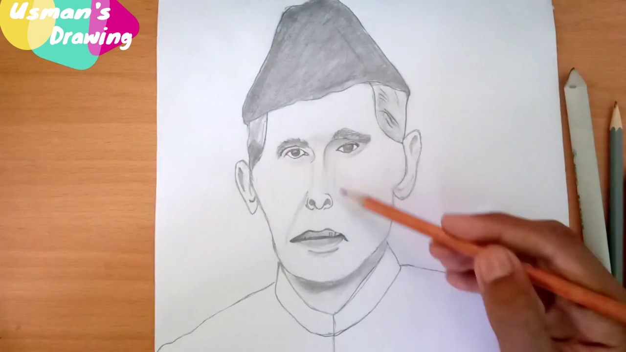 How to draw a Quaid-e-Azam | Realstick sketch | for Beginners - YouTube