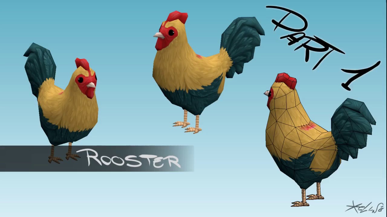 [3D][HandPainted] Low poly rooster PART 1 - Modeling - YouTube