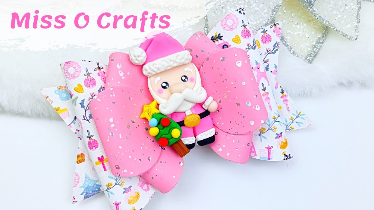 Pink Santa Hair Bow Tutorial / How To Make Faux Leather Hair Bows ...