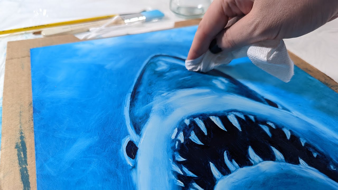 How to Paint the Jaws Shark Using the Wipe Out Technique #sharkweek ...