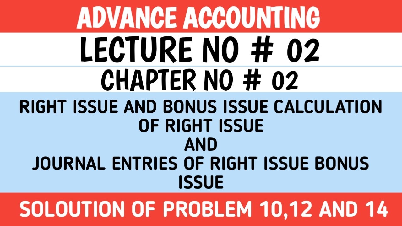Advance Accounting | Right Issue And Bonus Issue | Calculation Of Right ...