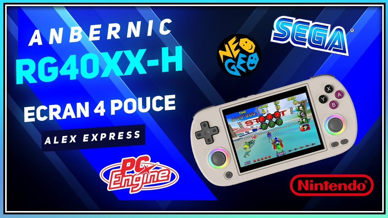 L'anbernic RG40XX-H écran 4 pouce et stick a effet rgb - YouTube