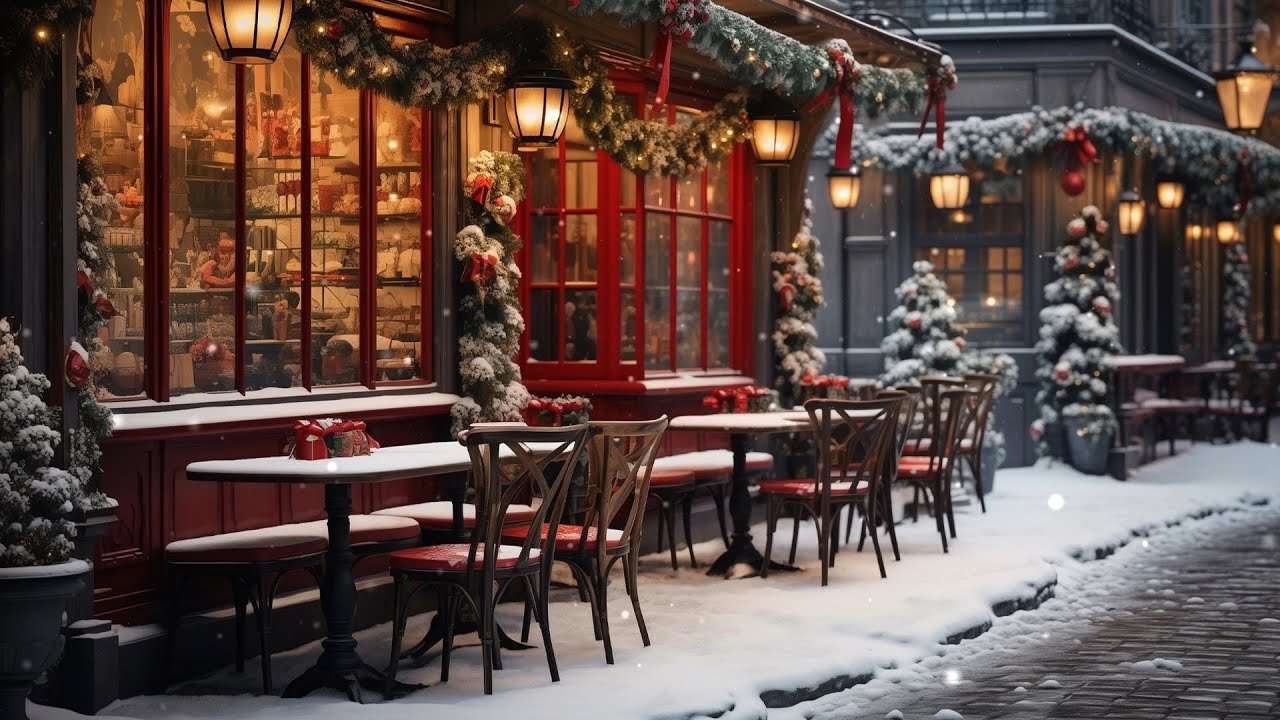 Beautiful Christmas Ambience🔥Christmas Coffee Shop, Relaxing Christmas ...