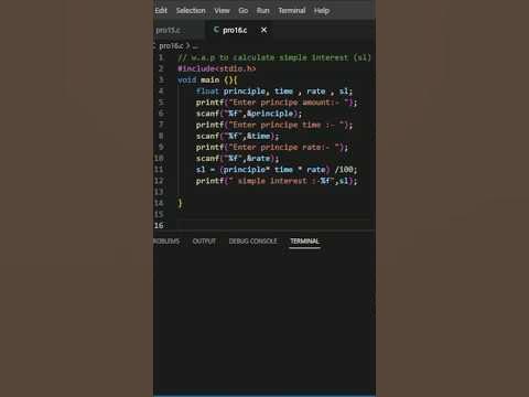 calculate simple interest find in c,c++ | monu vapi #shortvideo #reels #clanguage #programming ...