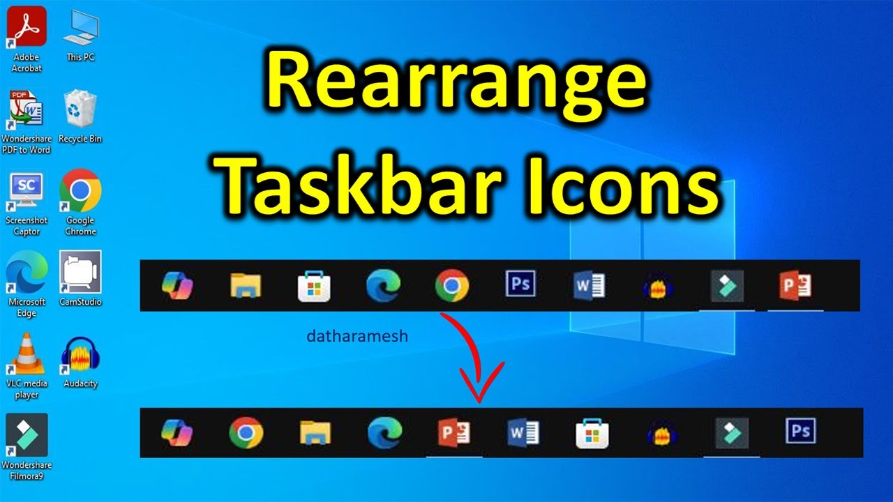 How to Rearrange Taskbar Icons - YouTube