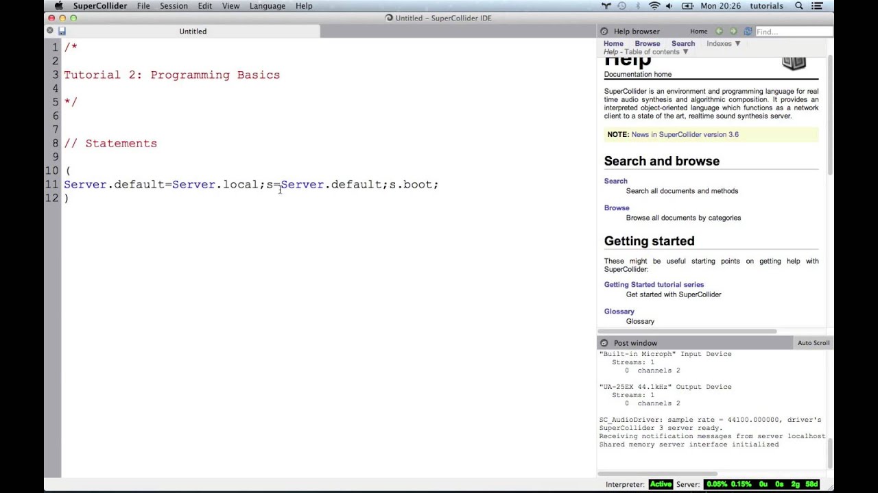 SuperCollider Tutorial 2 (IDE) - Basics - YouTube