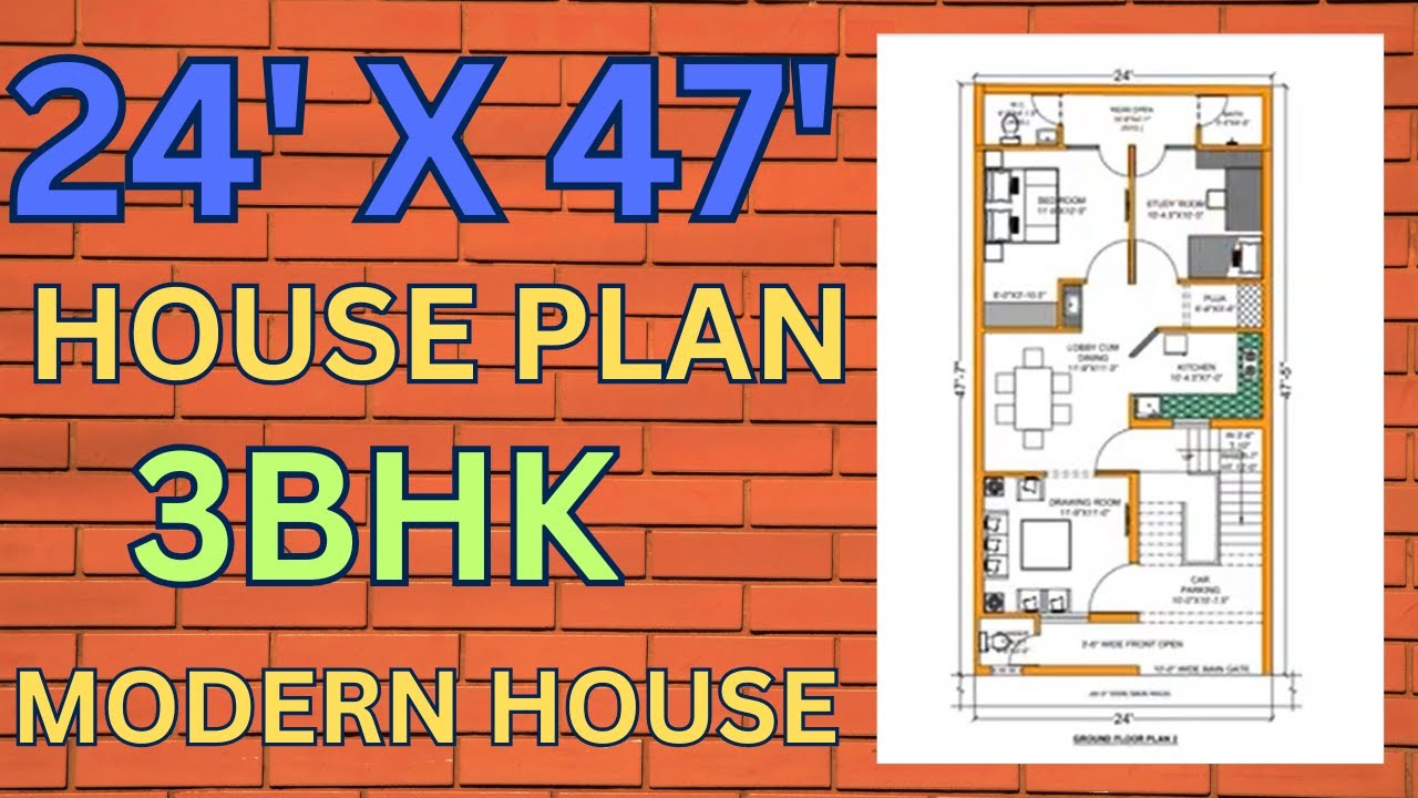 24*47 feet house Plan South Facing || 24 by 47 ft Home Plan || 24*47 ...