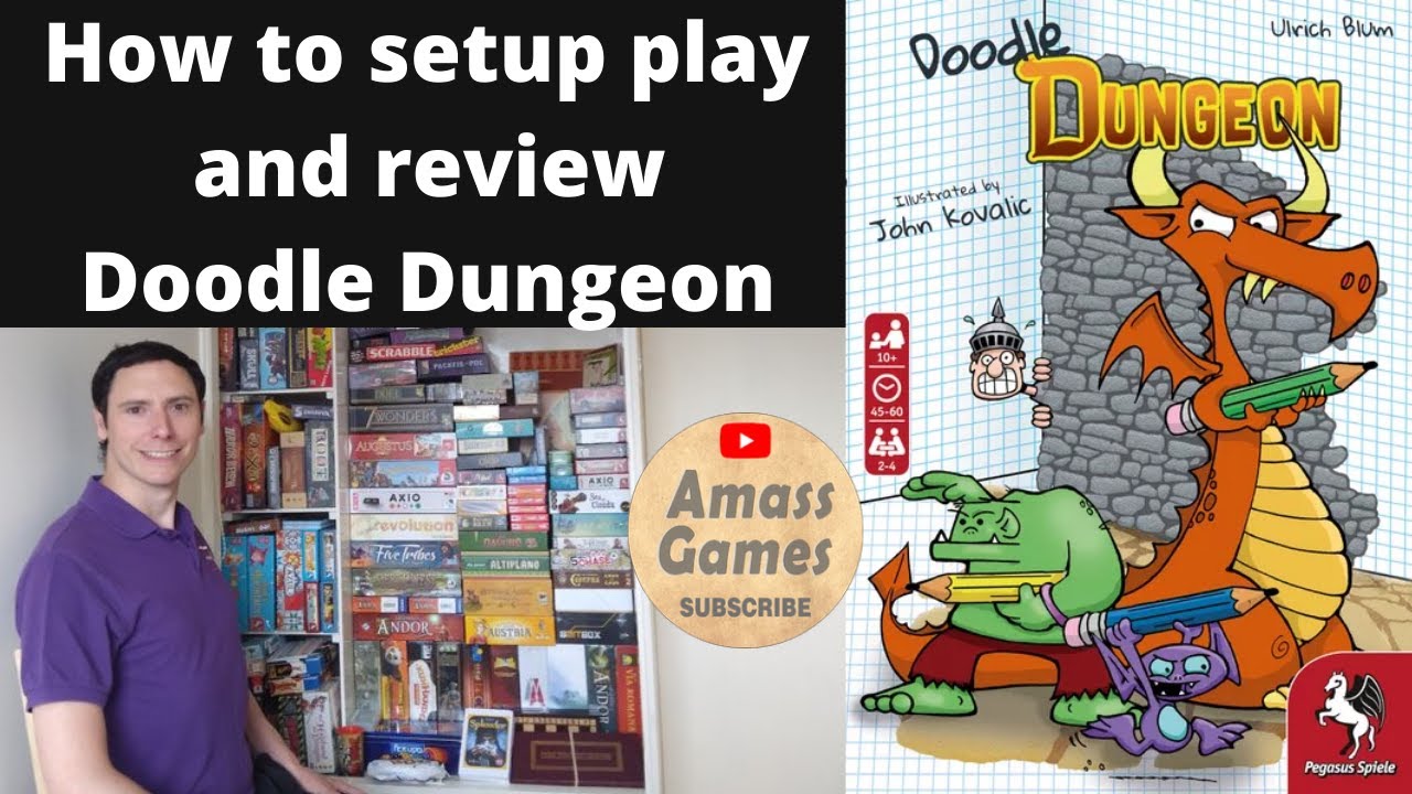 How to setup, play and review Doodle Dungeon board game by * AmassGames ...
