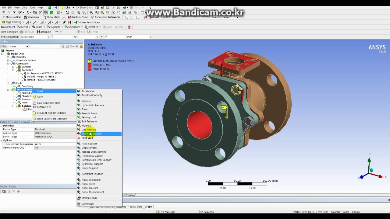 볼밸브 내압 강도해석 FE Analysis for Pressurized Ball valve in ANSYS - YouTube