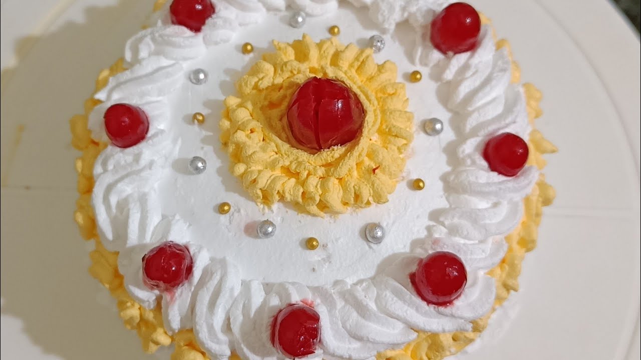 Pineapple Essence Flavored Soft Cake Recipe and Decorating (No Oven)# ...