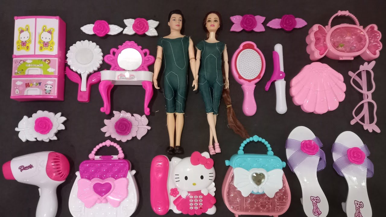 7 Minutes Satisfying w/ Unboxing Gorgeous Green Barbie & Ken Doll Set w ...