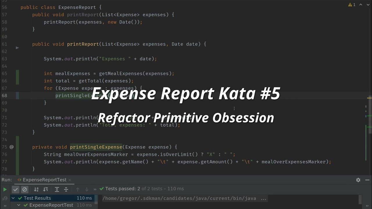 Expense Report Kata - Refactor Primitive Obsession (5/5) - YouTube