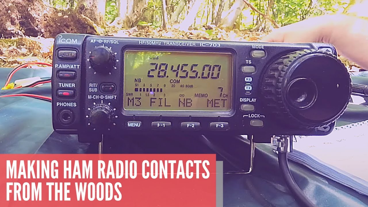 Woodland camp with ham radio | 10m band | Icom 703 | Pyramid tarp - YouTube