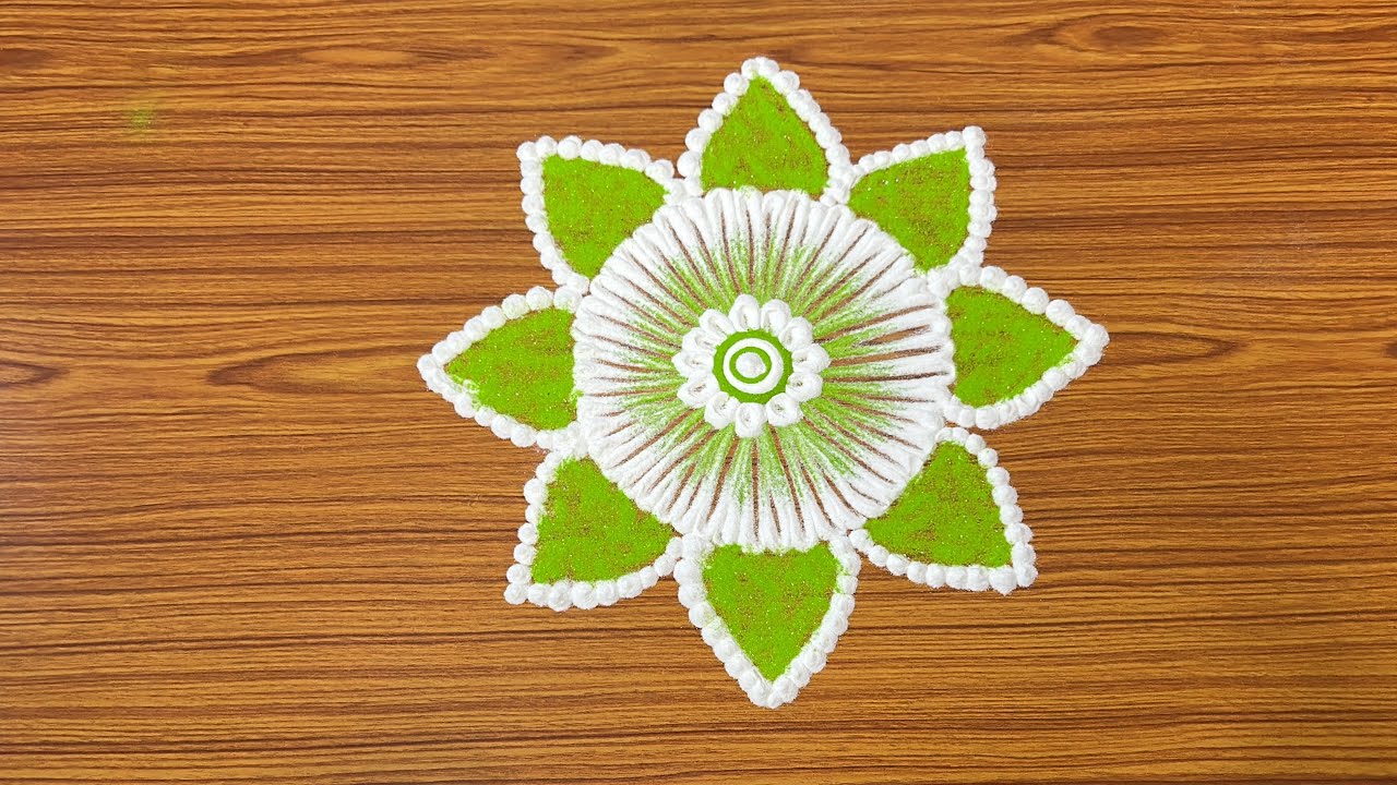 💚Navratri Day 6: Easy Green Rangoli For a Beginner In 2023 - YouTube