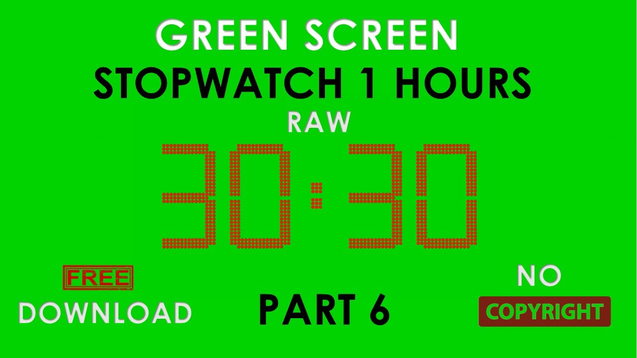 Green Screen Stopwatch 1 Hours I RAW I 60 minutes I NO COPYRIGHT I Free ...