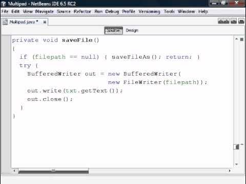 Java Text Editor - 04 - Save SaveAs.avi - YouTube