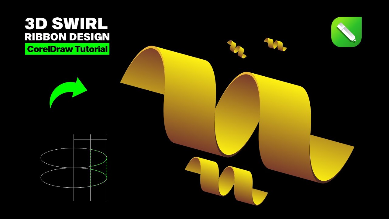 Swirl Ribbon Design in Coreldraw | 3d Twisted Ribbon Design ...