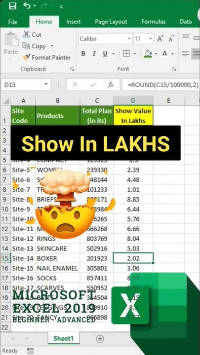 Value in Lakhs | Excel learning #excel - YouTube