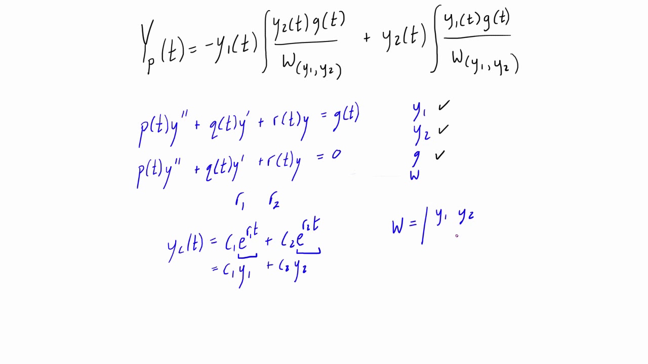 Variation Of Parameters Method Second Order Differential Equations