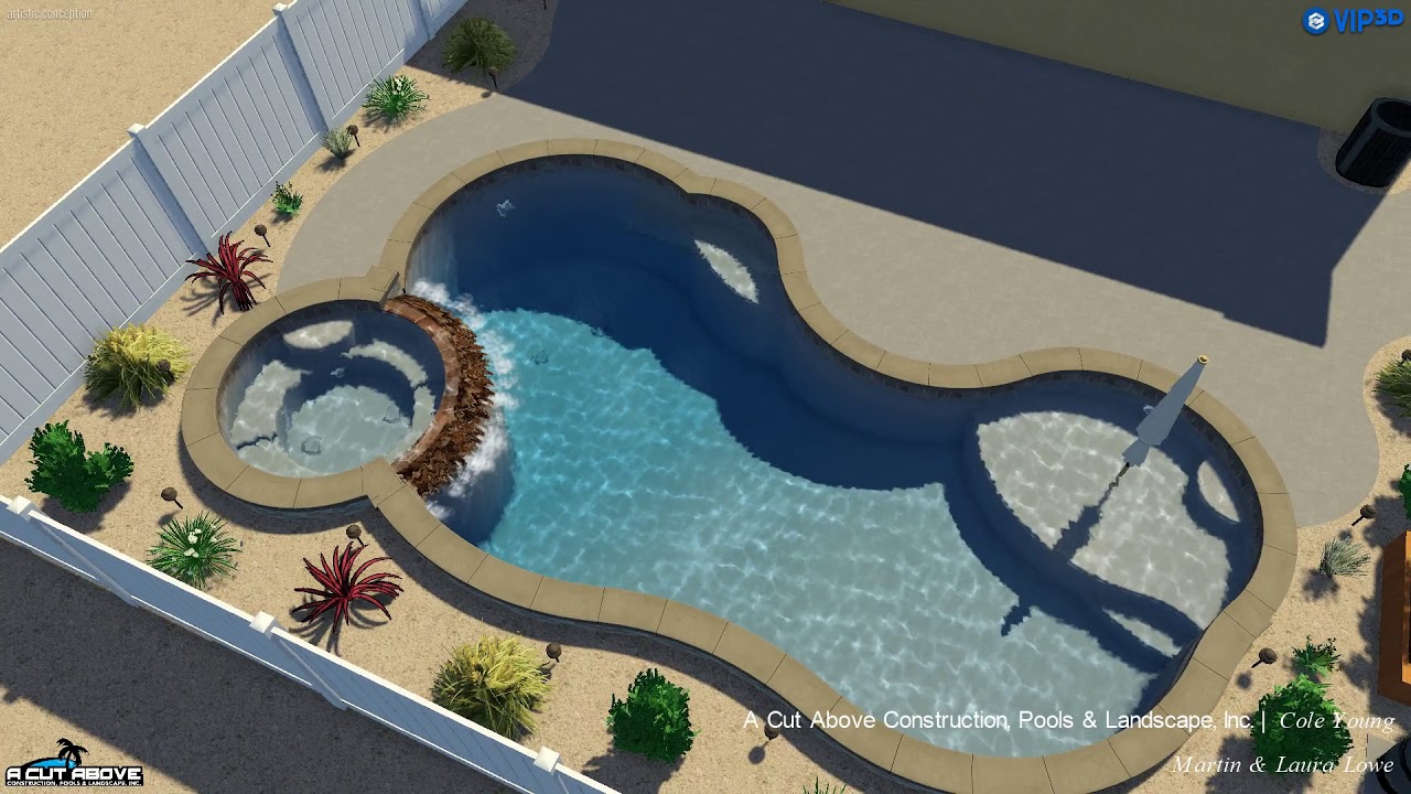 A Cut Above Pools 3D Pool Studio Design - Lowe - YouTube