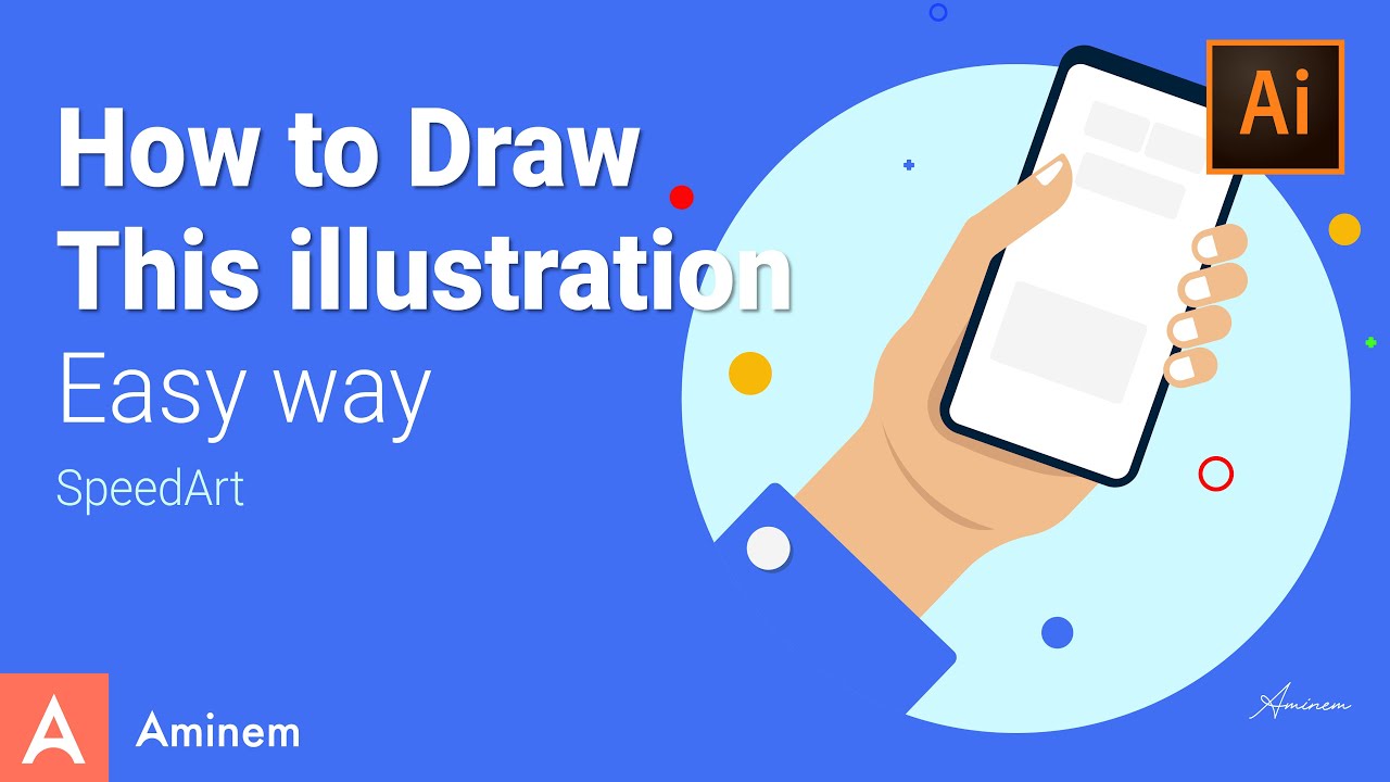 How To Draw A hand holding a phone with illustrator (speedArt) - YouTube
