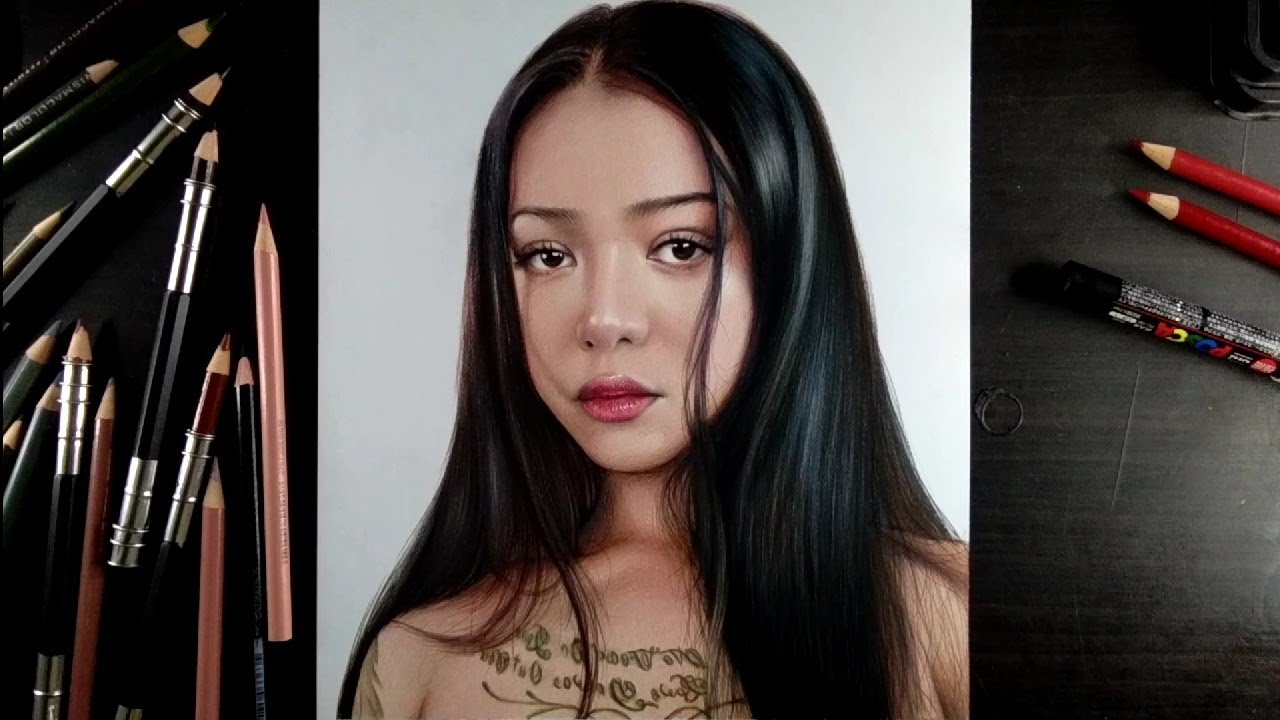 Drawing Bella Poarch | Build a b*tch | Slow Timelapse Tutorial - YouTube